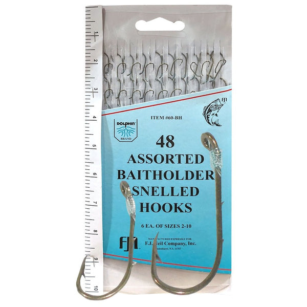 F.J.NEIL Assorted Snelled Baitholder Hooks 48 Pack | New England Dive